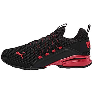 PUMA Mens Axelion Cross Trainer, SPARK PUMA Mens Black-High Risk Red, 10.5