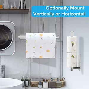 𝟐𝐧𝐝 𝐆𝐞𝐧 [More Studry] Paper Towel Holder Under Cabinet Wall Mounted, UREZORGEAR Self Adhesive or Drilling Paper Towel Holder for Kitchen RV, SUS304 Stainless Steel Paper Towel Roll Rack (Silver)