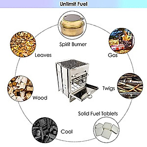 Charcoal Grill Portable BBQ Smoker Grill Barbecue Stove with Storage Bag for Outdoor Camping Garden Beach Backyard Cooking Picnic Can Use a Variety of Fuels,Silver,S