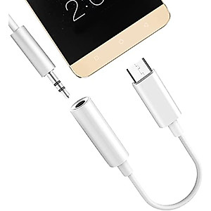 USB Type C to 3.5mm Headphone Jack Adapter, YNCRIS Audio Adapter USB C to AUX Dongle Cable - White