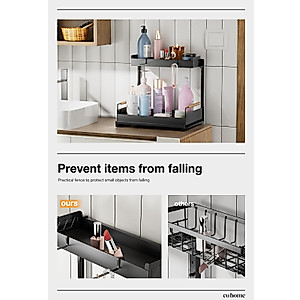 EUHOME Under Sink Organizers and Storage, Kitchen Under Sink Organizer, Slide Out Under Sink Storage for Bathroom 2 Tier Under Cabinet Organizer (Black, 1Pack)