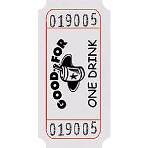 Good for One Drink Tickets Four Rolls of 2,000 Tickets - 8,000 Total in Four Assorted Colors