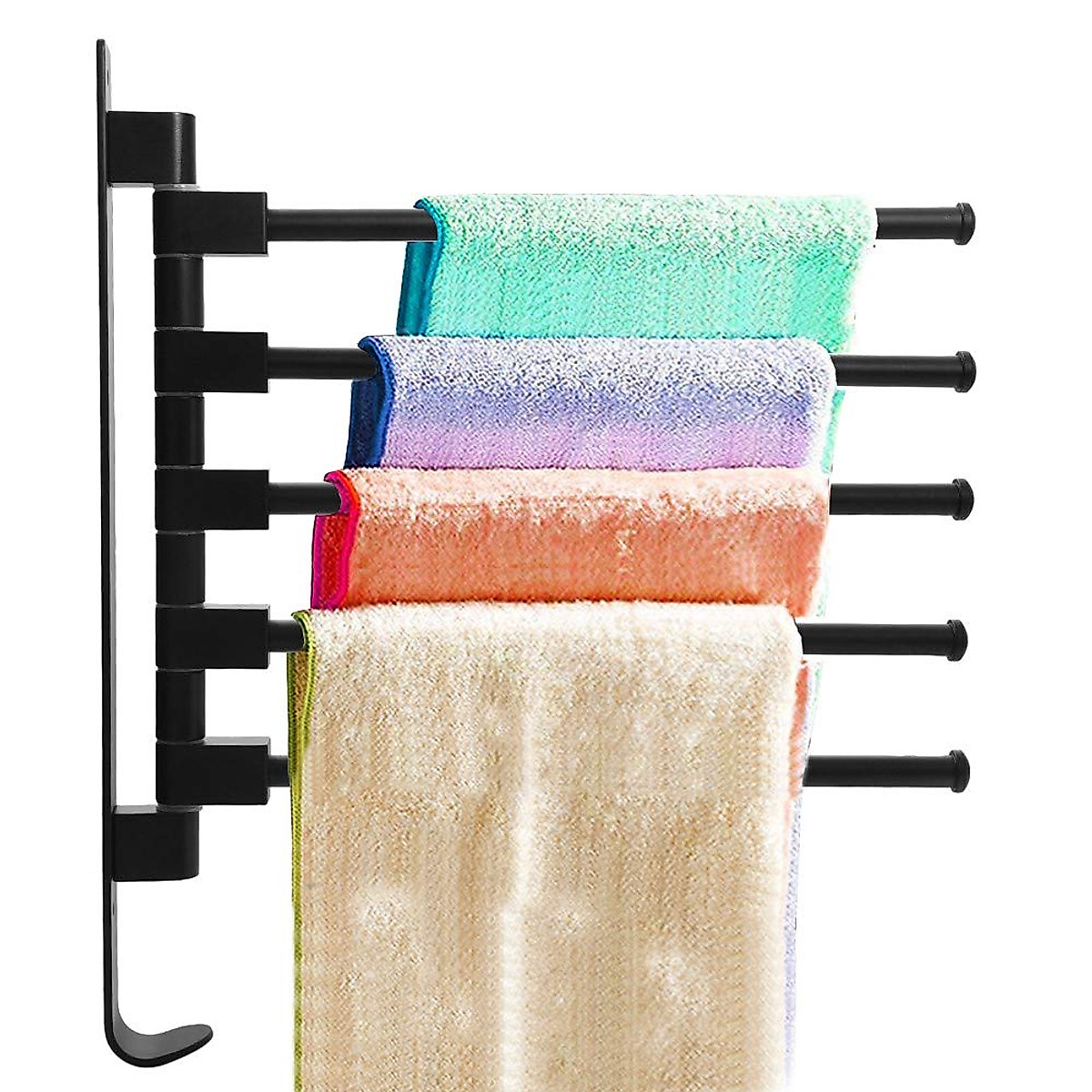 Toxz Swivel Towel Holder 5-Arm Swing Bar Wall Mount Rack Towel Hanger for Bathroom,Rustproof Waterproof Oxidized Alluminum Material(Ship from US!)