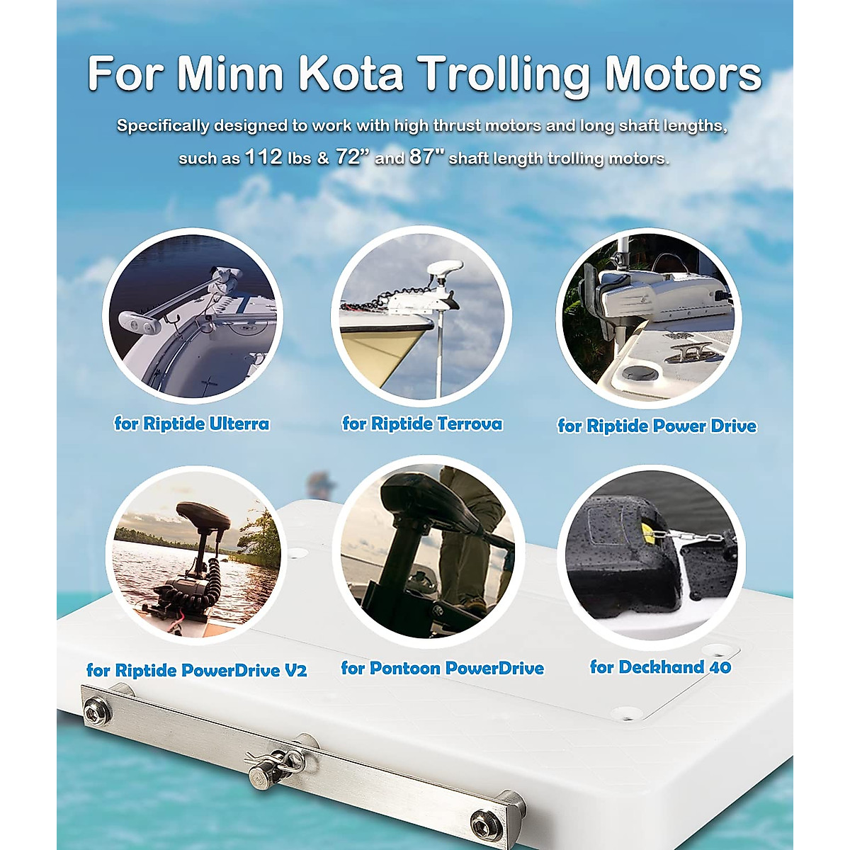 rta-54 for Minn Kota Quick Release Bracket 1854054 Fit for Riptide Electric Steer Trolling Motor Composite Quick Release Motor Mount, White