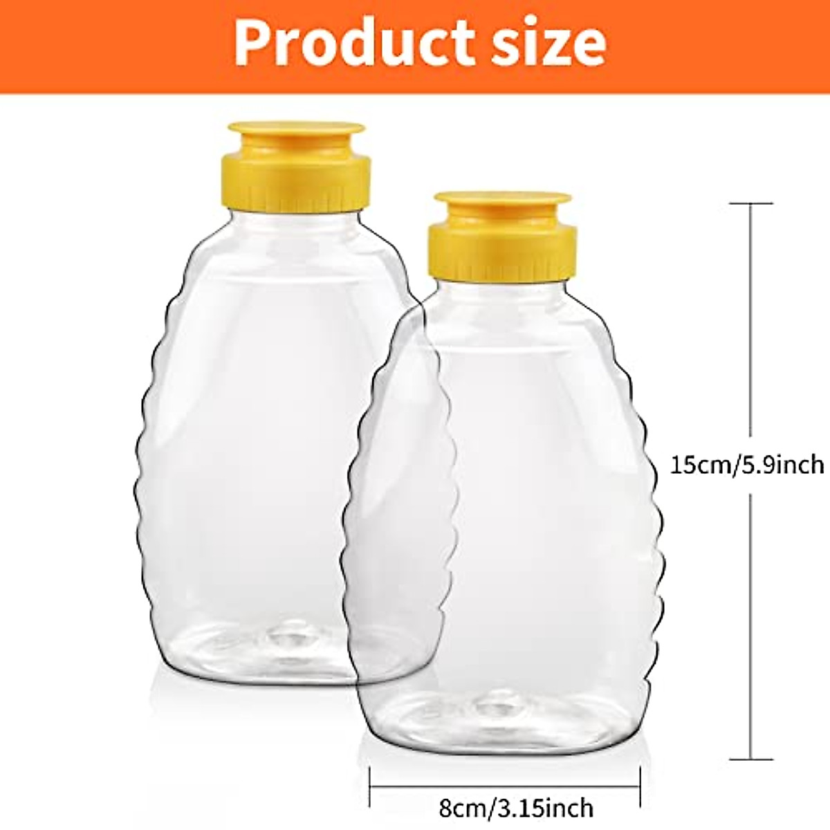 Fireboomoon 8 Pack 16oz Clear Plastic Honey Jar,Empty Squeeze Honey Bottle Container Holder with Flip Lid for Storing and Dispensing