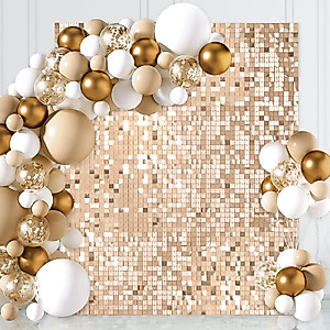 Champagne Shimmer Wall Backdrop Sequin Backdrop 6ftx4ft Glitter Party Backdrop for Bridal Shower Birthday Decorations Bachelorette Party Supplies