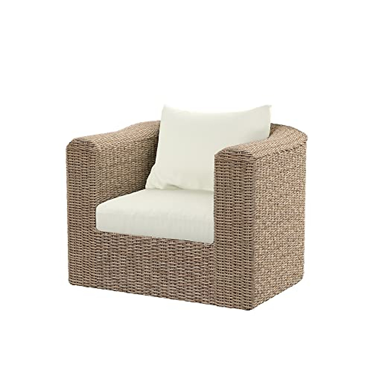 TK Classics Club Chair, Almond Wicker with White Cushion