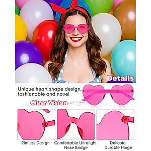 Yunsailing 30 Pcs Heart Shape Sunglasses Rimless Heart Glasses Bulk Colorful Glasses for Adults Trendy Glasses Women Eyewear (Bright Color)