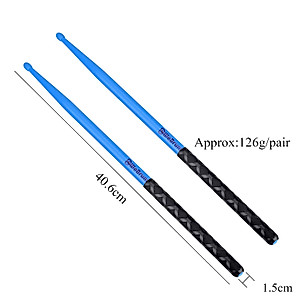 5A Nylon Drumsticks for Drum Set Light Durable Plastic Exercise ANTI-SLIP Handles Drum Sticks for Adults Musical Instrument Percussion Accessories Blue