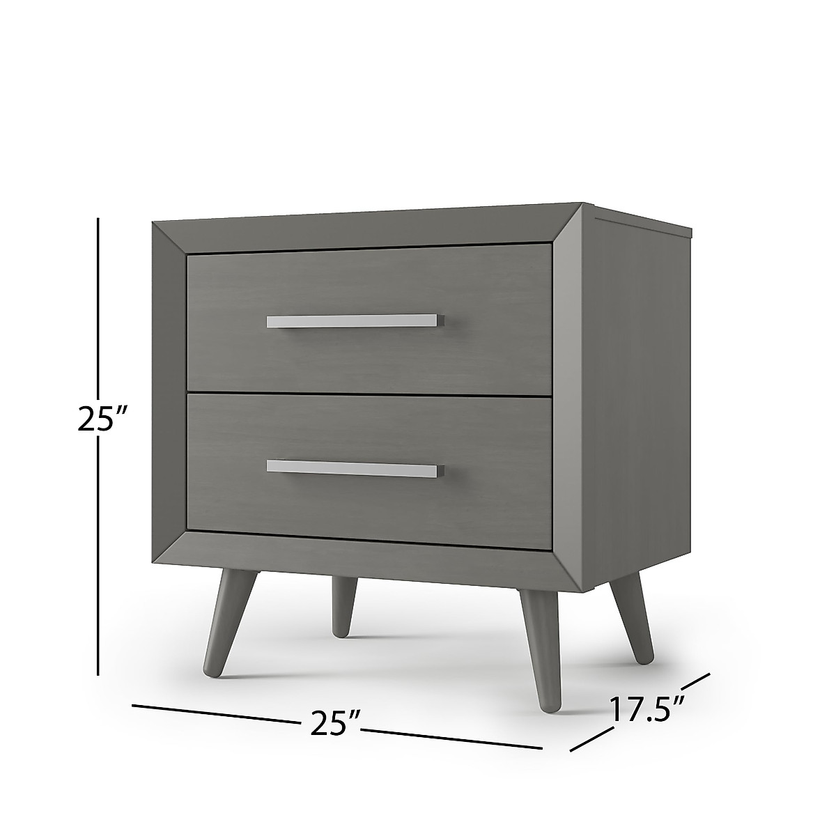Child Craft Cranbrook 2 Drawer Nightstand for Nursery or Bedroom, Large Storage Drawers, Made of Sturdy Pinewood, Non-Toxic, Baby Safe Finish (Lunar Gray)