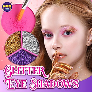 60Pcs Kid Makeup Kit for Girls 6-12, FunKidz Three Layers Folding Make Up Box Toy Set Child Beauty Cosmetic Kits for Little Girls Party Gifts