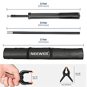 NEEWER Backdrop Stand 10ft x 7ft, Adjustable Photo Studio Backdrop Support System for Wedding Parties Background Portrait Photography with 4 Crossbars, 6 Clamps, 2 Black Sandbags and Carrying Bag
