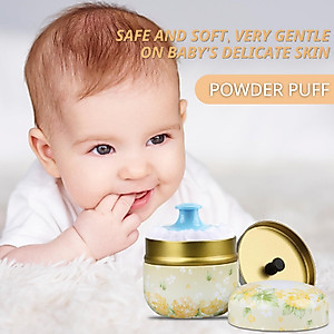 Body Powder Container with Powder Puff, Baby Women Powder Puff Container for Dusting Powder, Bath, Travel (Color Line)