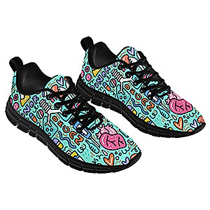 Ciadoon Anatomy Shoes for Women Men Running Tennis Walking Sneakers Human Internal Organ Medical Nurse Physiology Shoes Gifts for Boy Girl,Size 6 Men/8 Women Black