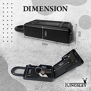 Kingsley KL313 Large Capacity Key Storage Box with Resettable Code, Water Resistant Realtor Key Lock Box for Spare Keys, Lock Box for Home, Apartment, AirBnB