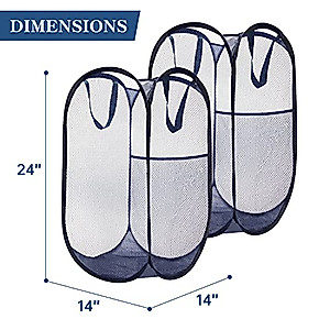 ZOES HOMEWARE Pop up Laundry Hamper 2 Pack | Collapsible Laundry Baskets | Foldable Travel Laundry Basket with Durable Handle for Kids,Dorm,Laundry Room | Navy Blue