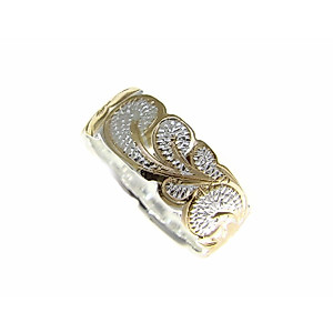 Arthur's Jewelry 925 Sterling silver Hawaiian queen scroll yellow gold plated 2 tone cut out edge ring size 12