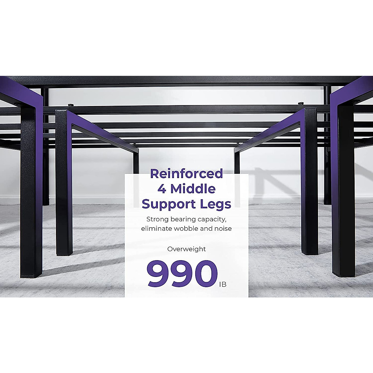 GreenForest Full Size Bed Frame with Headboard and Footboard Heavy Duty Supports Mattress Foundation, No Box Spring Needed, Black