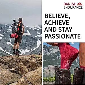 DANISH ENDURANCE Merino Wool Hiking Socks for Men & Women, 3-pack, Forest Green, Large