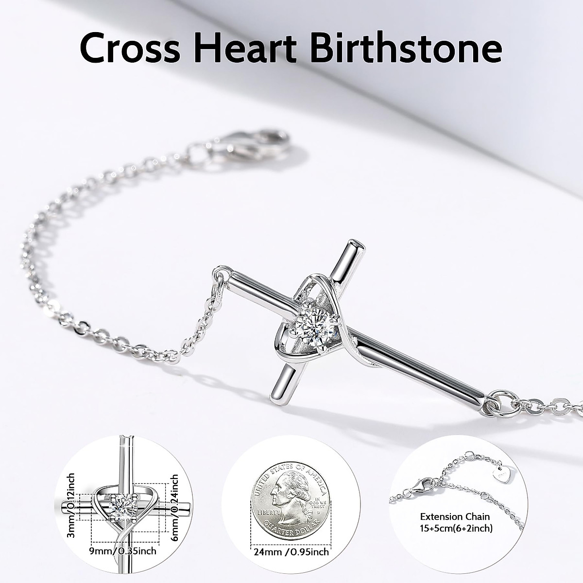 YZSFMZGE Cross Bracelet 925 Sterling Silver Bracelets for Women Adjustable Bracelet