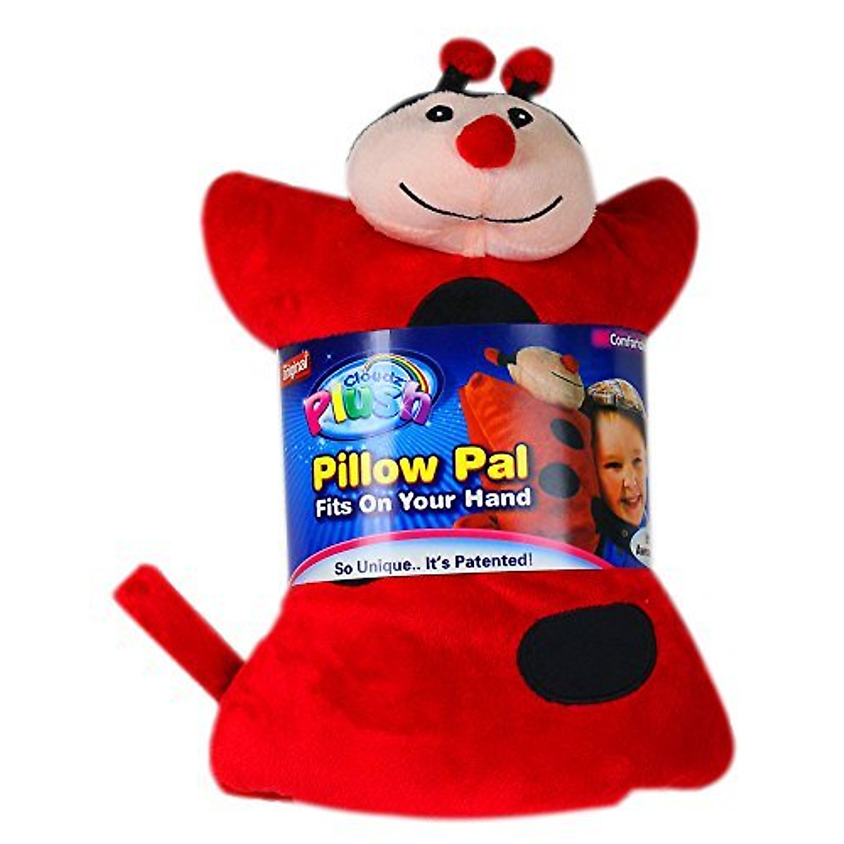 Cloudz Plush On Hand Kids Travel Pillow Pal - Ladybug