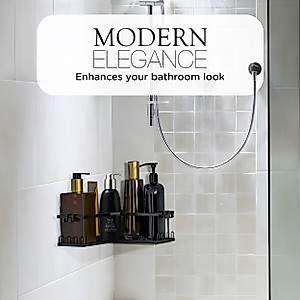 SAROEL Shower Caddy 2 Pack, No Drilling, Self Adhesive Shower Organizer for Bathroom Storage&Shower Shelves,Large Capacity (8 Hooks), Rustproof Stainless Steel Bathroom Organizer &Storage