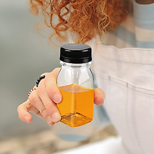 Cmkura 24 Pack Plastic Juice Bottles with Caps, 4oz Empty Reusable Mini Plastic Containers with Lids for Juice, Drinking and More Beverages