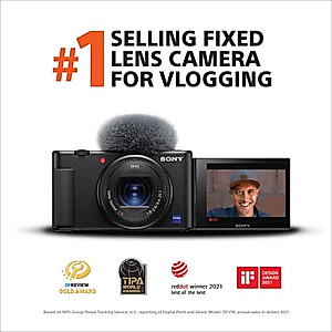 Sony ZV-1 Digital Camera for Content Creators, Vlogging and YouTube with Flip Screen, Built-in Microphone, 4K HDR Video, Touchscreen Display, Live Video Streaming, Webcam