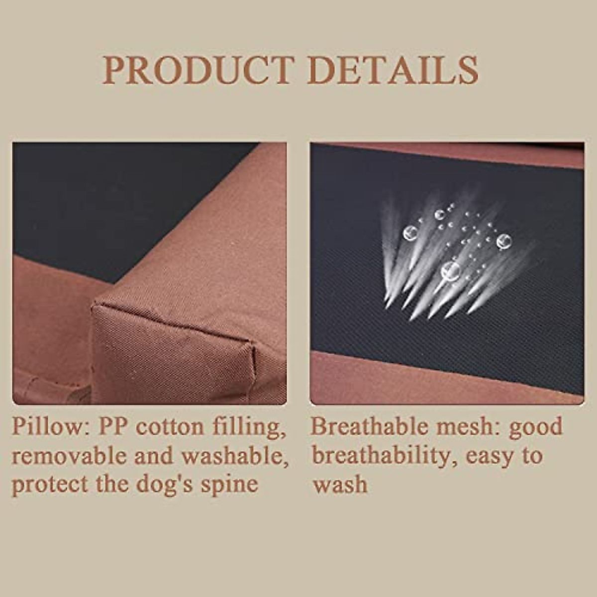 UEIDIHI Elevated Dog Bed with Bolster, Durable Breathable Raised Dog Beds, Removable Washable Pet Cot, Indoor/Outdoor Waterproof Soft Pet Bed for Small, Medium and Large Dogs,107 * 76 * 19cm