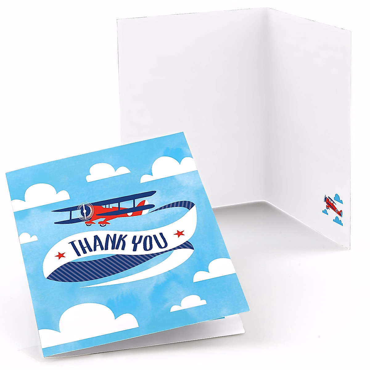 Big Dot of Happiness Taking Flight - Airplane - Vintage Plane Baby Shower or Birthday Party Thank You Cards (8 count)