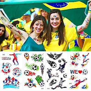 Konsait 60pcs Football Face Temporary Tattoos for Soccer Game Ball Tattoos Transfer Tattoos for Boys Birthday Party Bag & Stocking Fillers