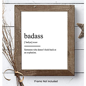Badass Definition Wall Art, Home Decor - Macho, Tough Guy Poster, Print - Funny Unique Room Decorations for Game Room, Man Cave, Garage, Bar - Gift for Man, Men - 8x10 Photo Unframed