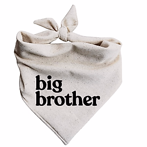 Dog Bandana Pregnancy Announcement Big Brother Baby Reveal Oatmeal Cream Minimal Neutral Color Announcement to Family (Large)