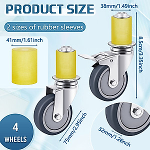 4 Pieces Work Table Caster Wheel Expanding Stem Caster Wheels Set of 4 Stainless Table Casters for Commercial Kitchen Prep Tables Worktable
