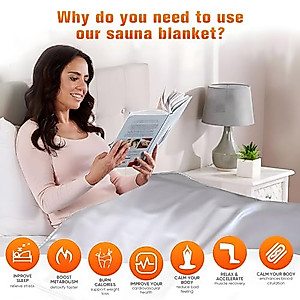 InLoveArts Far Infrared Sauna Blanket for Home Detoxification - Portable Infrared Sauna Silver, at Home Sauna Full Body Higher Dose Infrared Sauna Blanket, Relax Your Body and Mind