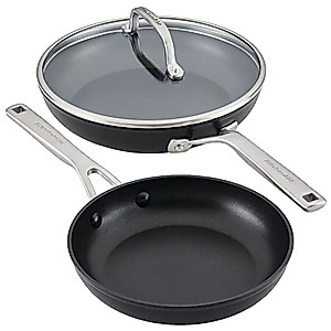 KitchenAid Hard Anodized Induction Nonstick Frying Pans/Skillet Set, 3 Piece - Matte Black