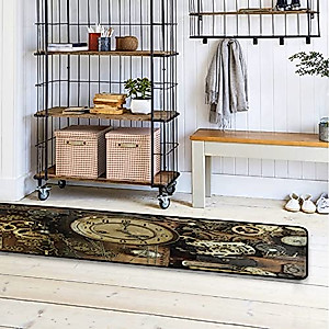 ALAZA Steampunk Ancient Gears Clock Vintage Collection Area Mat Rug Rugs for Living Room Bedroom Kitchen 2' x 6'