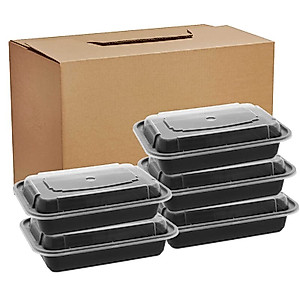 16 oz Meal Prep Rectangular Black Containers with Clear Lids - 50 Sets, Disposable Food Containers, To Go Food Container, Take Out Food Containers
