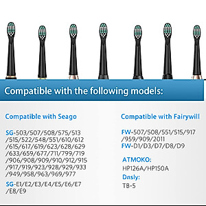 Electric Toothbrush Replacement Heads,Compatible with Fairywill Toothbrush Heads Electric Handle FW-E11,FW-507/508/551/FW908/FW910/917/949/958/959/FW610/FW659/FW719,FW-D1/FW-D3/FW-D7/D8,8 Pack