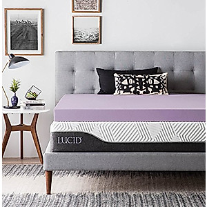 LUCID 3 Inch Lavender Infused Memory Foam Mattress Topper - Ventilated Design - Full Size (3-Inch)