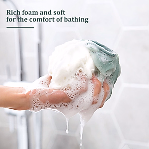 XTF2015 Bath Sponge Shower Loofahs, Soft Net Body Scrubber Sponge Ball, Durable Mesh Pouf Bath Loofah Sponge Body Wash Puff, Pack of 4 (4 Packs, 4)