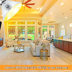 Jaenmsa PAR38 Halogen Flood Light Bulbs 90W 120V, 4Pcs Halogen PAR38 90W Light Bulbs Dimmable with E26 Base, 2800K Warm White, 1600 Lumens for Indoor and Outdoor