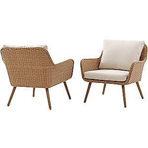 Crosley Furniture CO7185-LB Landon Outdoor Wicker Chairs (Set of 2) Light Brown