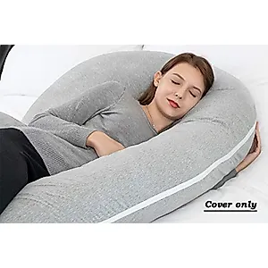 INSEN Pregnancy Body Pillow Jersey Cover,C Shaped Full Body Pillow Cover for Pregnant Women (Grey Jersey)