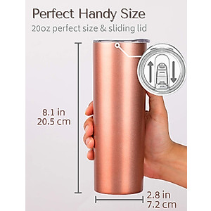 Onebttl Birthday Gifts for Women, Her, Girlfriend, Mom, Best Friends, Aunt, 20oz Stainless Steel Skinny Tumbler with Lid and Straw, Queens are Born in May - Rosegold