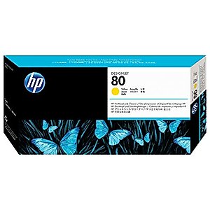 HP 80 Yellow DesignJet Printhead & Printhead Cleaner (C4823A) for DesignJet 1000 Series Large Format Printers, Yellow Printhead