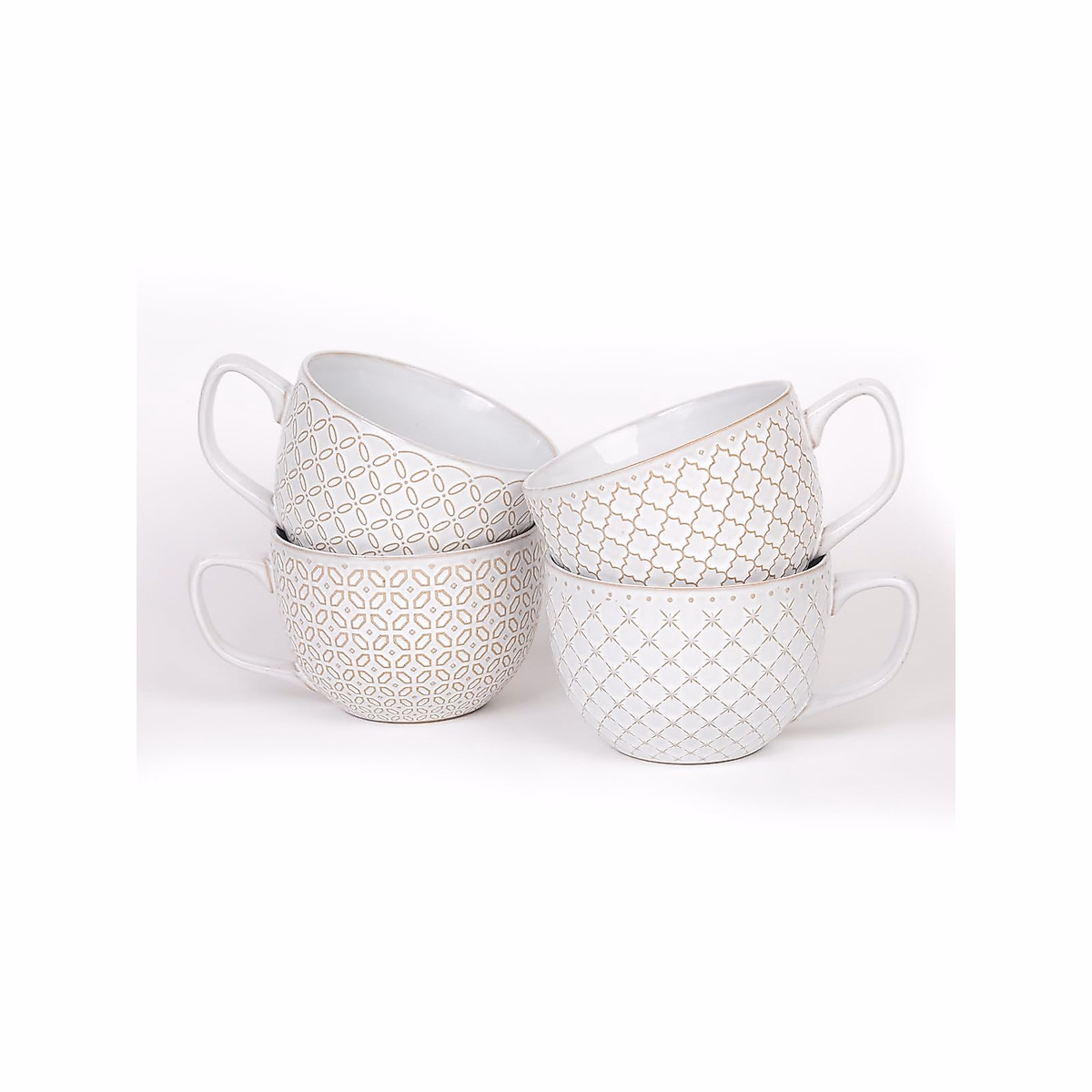 DOWAN 24oz Coffee Mugs, Large Soup Mugs with Handle for Enjoying Coffee, Soup, Ramen and Cereal at Home or in the Office. (Mug set of 4)