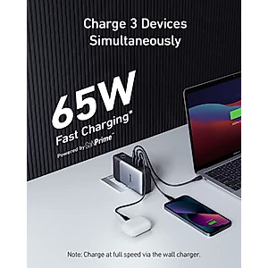 Anker 733 Power Bank (GaNPrime PowerCore 65W), 2-in-1 Hybrid Charger, 10,000mAh 30W USB-C Portable Charger with 65W Wall Charger, Works for iPhone 14/13, Samsung, Pixel, MacBook, Dell, and More