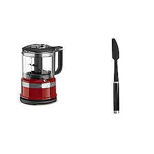 KitchenAid KFC3516ER 3.5 Cup Food Chopper, Empire Red with KitchenAid Classic Jar Spatula, One size, Black
