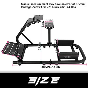 Anman Pro Steering Wheel Stand fits for Logitech/Thrustmaster g25,g27,g923,t3pa,T248x,T80,T300RS TX, 50mm Round Tube Freedom Upgrade Racing Simulator Cockpit Steering Wheel Pedal Seat Not Included